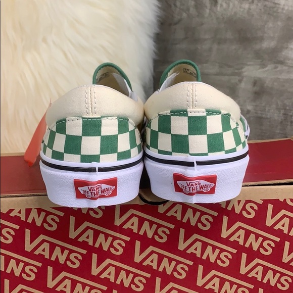 Vans | Shoes | Vans Classic Slipon Checkerboard Green | Poshmark